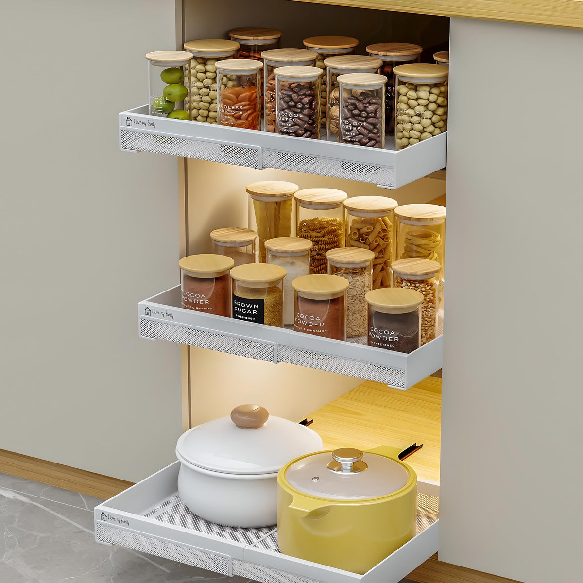 Adjustable Sliding Cabinet Organizer – Expandable Pull-Out Rack – J&J Home