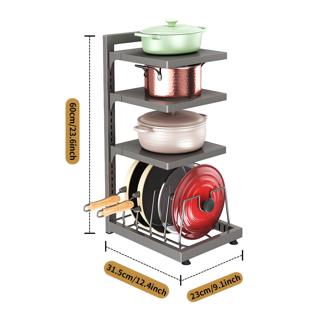 Adjustable Pot & Pan Organizer - Space-Saving Kitchen Rack – J&J Home