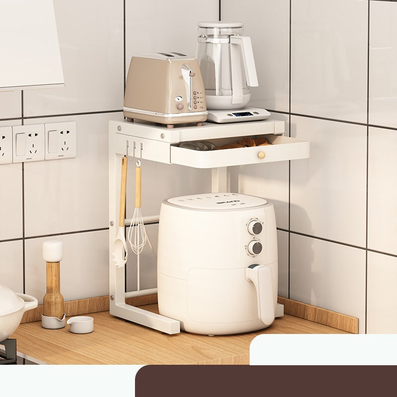 Two-Tier Kitchen Shelf Rack with Drawer - Organize Kitchen Appliances ...