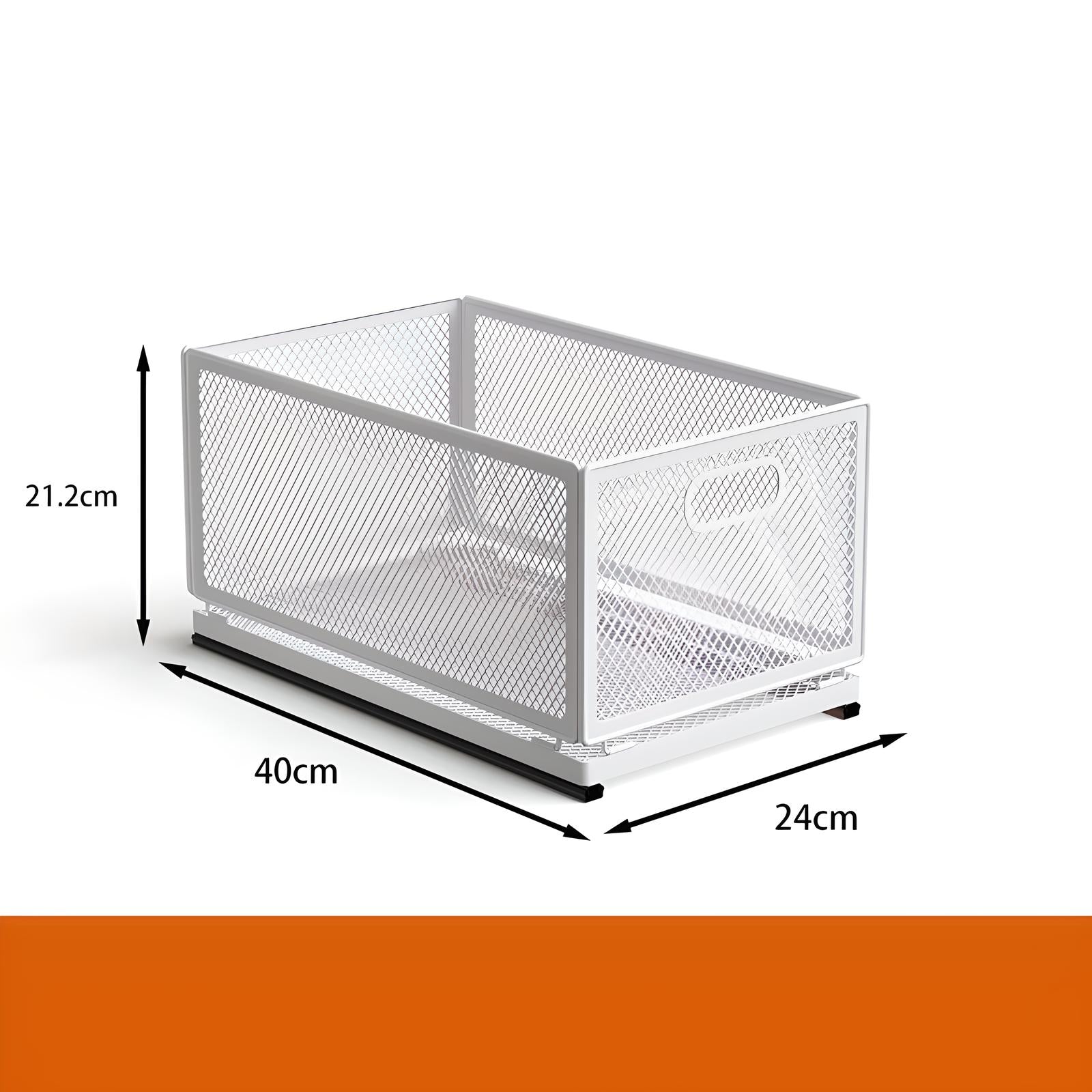 White Steel Sliding Storage Tray - Compact Drawer Solution | J&J Home