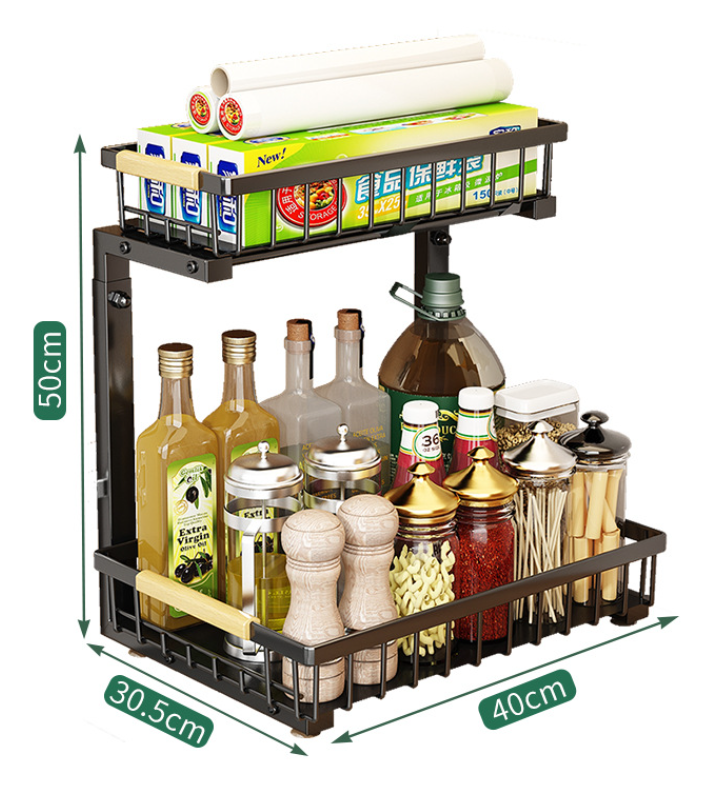 Adjustable 2-Tier Kitchen Storage Rack – J&J Home