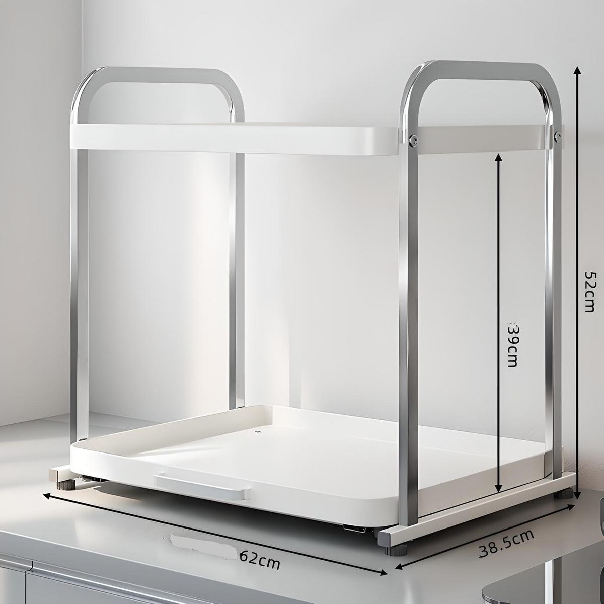 Kitchen Appliance Storage Rack – Two Tier Stand with Pull-Out Tray – J ...