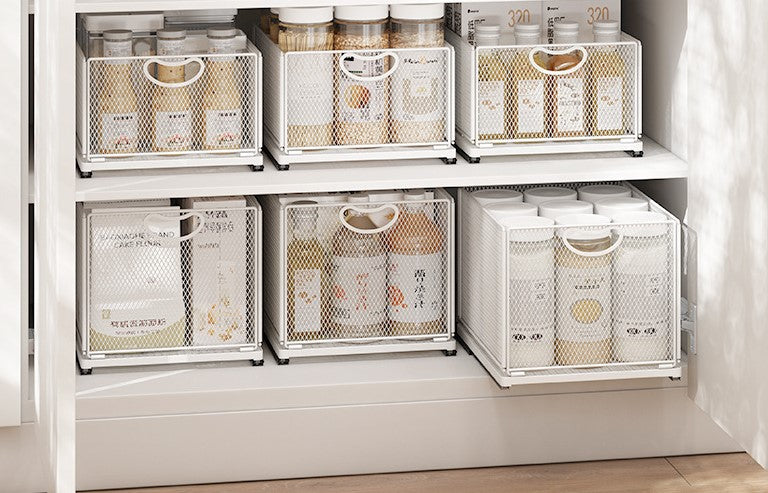 White Steel Sliding Storage Tray - Compact Drawer Solution | J&J Home