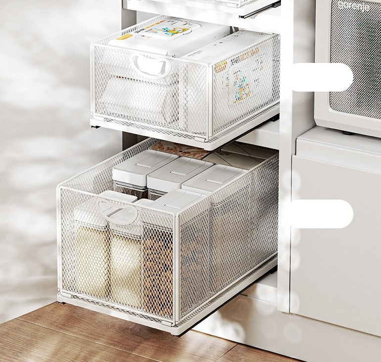 White Steel Sliding Storage Tray - Compact Drawer Solution | J&J Home